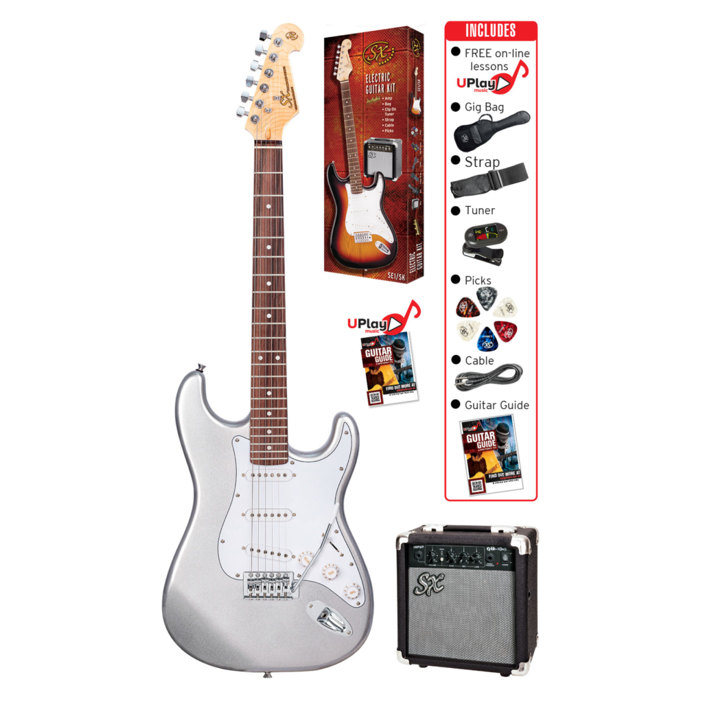 SX SE1SKMS Electric Guitar Pack Metallic Silver - Anthonys Music